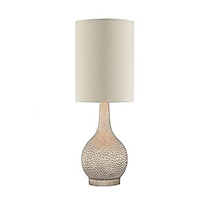 Catalina 31" Modern Hammered Metal Table Lamp with Hardback Linen Shade, Champagne