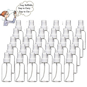 Spray Bottles, 30 Pack 30ml 1oz Clear Empty Fine Mist Plastic Mini Travel Bottle Set, Small Refillable Liquid Containers