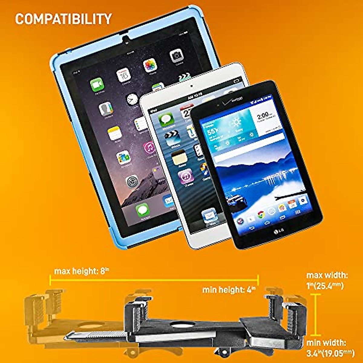 iBOLT TabDock Bizmount AMPs - Heavy Duty Drill Base Mount for All 7" - 10" Tablets (iPad, Samsung Tab) Great for Commercial Vehicles, Trucks, and Wall Mounting- Features 1 inch / 25mm Ball Joint