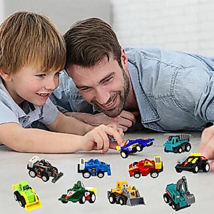 Pull Back Car, 20 Pcs Assorted Mini Truck Toy and Race Car Toy Kit Set, Play Construction Vehicle Playset for Boy Kid Child Party Favors Birthday Game Supplies Pinata Stuffers Easter Egg Hunt Fillers
