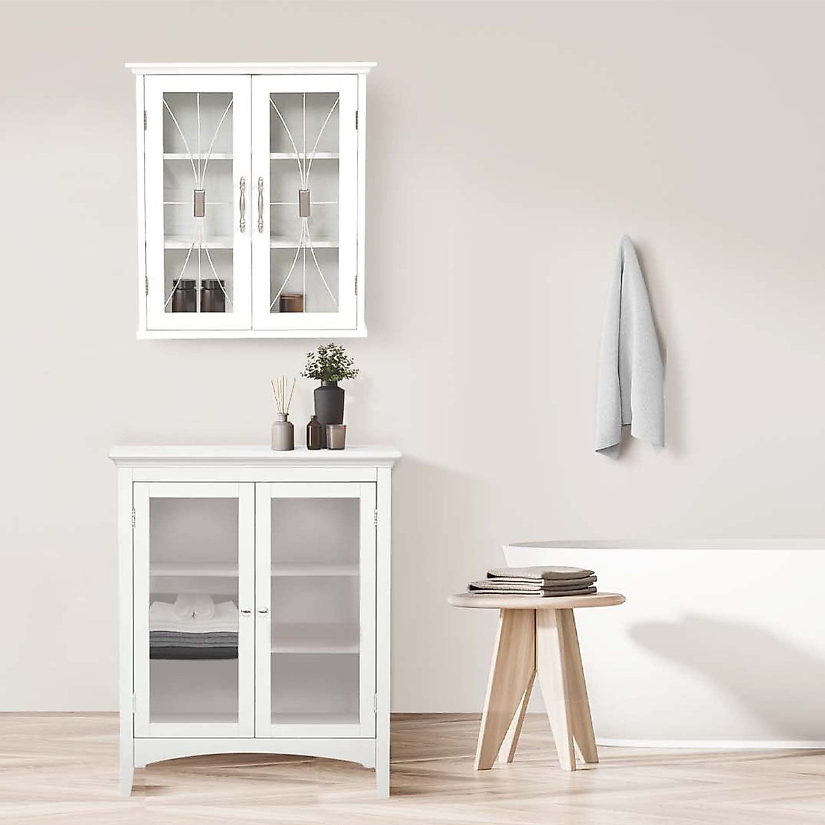 Teamson Home Delaney 20.5 in. x 24 in. 2-Door Removable Wooden Wall Cabinet with Adjustable Shelves for Storage Solutions in Bathrooms, Kitchens, Laundry Rooms, Home Offices, White