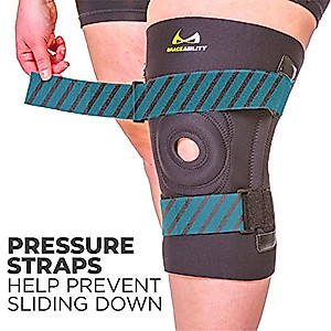 BraceAbility Knee Brace for Large Legs and Bigger People with Wide Thighs - Kneecap Protection Pad Treats Patellar Tendonitis, Chondromalacia, Patellofemoral Pain, Instability and Dislocation