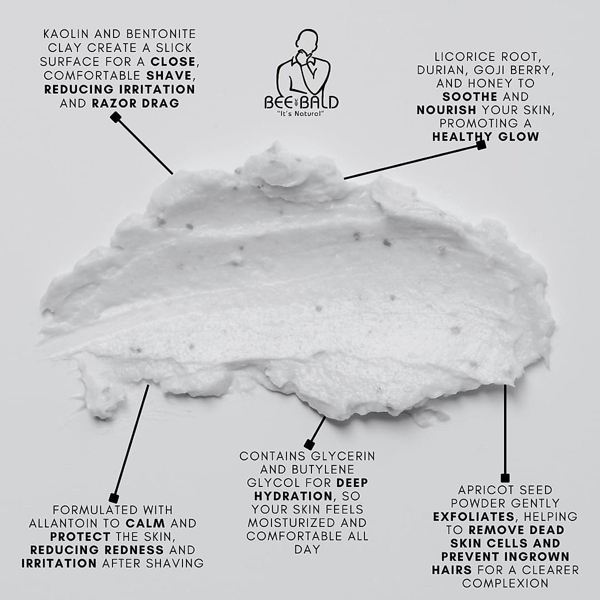 Bee Bald SCRUB Exfoliating Pre-Shave for Deep Cleans & Removing Pore Clogging Dirt, Oil & Dry Flaky Skin. Prepares You For a ‘Super Close Shave’, 3 Fl Oz