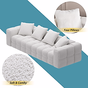 FAMAPY Cloud Sofa Couch for Living Room, Bubble Sofa Couch Upholstered Modern Contemporary Couch, Solid Wood Legs, White (100.8”W x 37.8”D x 20.5”H)
