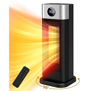 Space Heater for Indoor Use, 1500W Fast Heating Portable Electric Heater with Remote, Thermostat, Overheating & Tip-Over Protection, 90° Oscillation Quiet Space Heater for Large Room, Office & Home