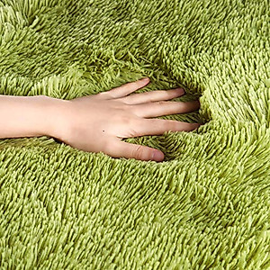 YOH Ultra Soft Shag Rug Fluffy Plush Area Rugs Bedroom Rugs for Living Room Dorm Patio Girls Kids Room Nursery Home Decorative Carpets, 2.6’x5.3’(Green)
