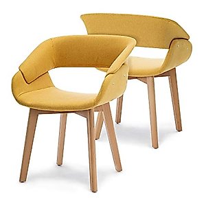 ivinta Modern Dining Room Chair Set of 2 for Kitchen, Mid-Century Upholstered Fabric Accent Chair with Solid Wood Legs