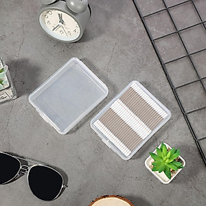 KKONHII 4 Pcs Clear Portable Cotton Swab Ball Holder Travel Cotton Pad Holder Dispenser Cosmetic Sponge Storage Box with Transparent Lid Storage Jar Cosmetic Pad Container Dental Floss Box