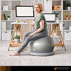 Exercise Ball Chair, Yoga Ball Chair With Resistance Bands, Pregnancy Ball with Stability Base & Poster. Balance Ball Chair Pilates Ball for Fitness, Home Gym, Physio, Birthing, Office & Working Out