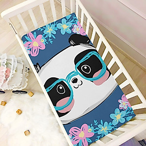 Panda Bear Baby Crib Sheets Soft Toddler Bed Sheets Breathable Mattress Cover Crib Mattress Sheet for Boy Toddler Baby Gifts Bed Mattress, 39 * 27 * 5in