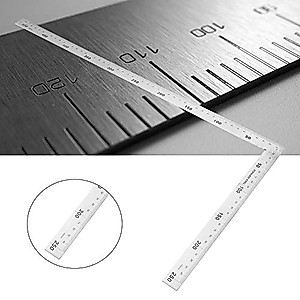 Oumefar L-Shaped Framing Square Stainless Steel 90 Degree Right Angle Square Ruler Carpenter Square Metal Ruler Measurement Square Tool L Shape Ruler Metal Square(500mm*250mm)