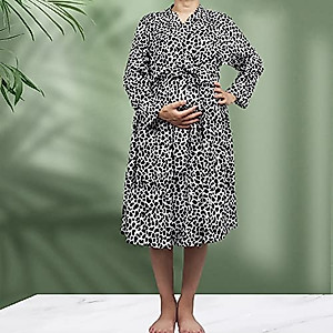 QTECLOR Maternity Robe with Swaddle Blanket, Mommy Robe Hospital Labor Delivery Nightgown Nursing Wear（with Gift Box） (A18 Robe+Swaddle, XL)