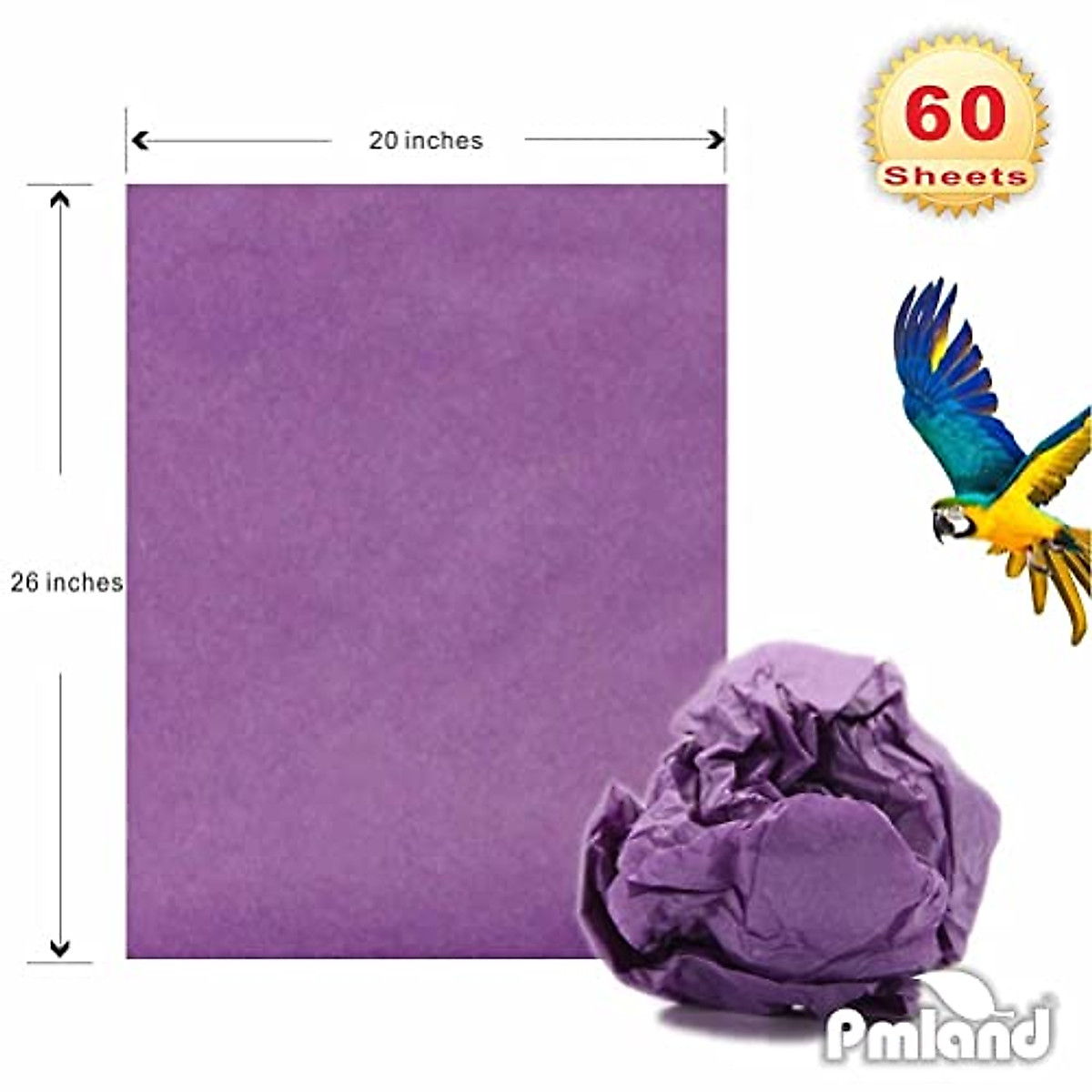 PMLAND Gift Wrapping Tissue Paper - Dark Purple Color - 20 Inches x 26 Inches 60 Sheets