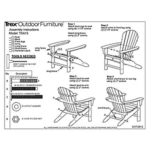 Trex Outdoor Furniture by Polywood TXA53CB Cape Cod Folding Adirondack Chair, Charcoal Black