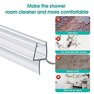 Shower Door Bottom Seal POZIA-36" Long,1/4"(6mm) Thick Frameless Glass Shower Door Seal Strip Clear Vinyl Durable Stop Shower Leaks and Create a Water Barrier Ultra Clear