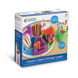 Learning Resources Create a Space Storage Center - 10 Piece set Art/Desk Organizer for Kids, Crayon/Homeschool Organizers and Storage