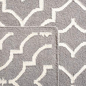 SAFAVIEH Dhurries Collection 8' x 10' Grey/Ivory DHU637B Handmade Flatweave Premium Wool Area Rug