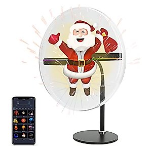 Holographic Projector, 3D LED Hologram Fan WiFi Advertising Machine with Cover, 800x800 Resolution, WiFi APP Operation, for Shop, Bar, Party Advertising Display(30cm/11.8inch)(US)