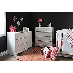 South Shore Savannah 3-Drawer Dresser with Door, Pure White