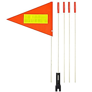 Bike Safety Flag Heavy Duty Fiberglass Pole Polyester Flag with Reflective Strip（1 Pcs)