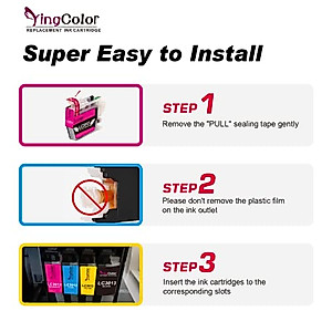 Compatible LC3013 Ink Cartridge BK/C/M/Y Replacement for Brother LC3013 LC3011 for Brother MFC-J895DW MFC-J497DW MFC-J491DW MFC-J690DW Printer (1 Black, 1 Cyan, 1 Magenta, 1 Yellow)-Yingcolor
