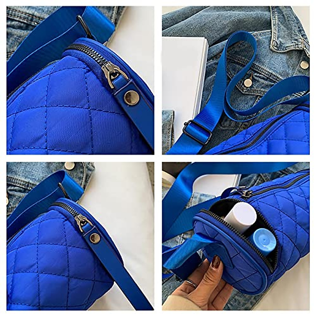 Colcolo Women Satchel Purses Handbags Barrel Bags with Adjustable Shoulder Strap Crossbody Bag, Blue