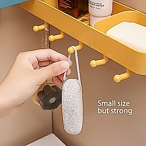 Bathroom Free Perforated Shower Caddy Corner,180°Rotatable Shower Shelf with 5-Hooks,Shower Caddy Dorm with Adhesive,Shower Organizer,Shower Caddy Basket Wall Mounted for Bathroom,Kitchen,Toilet,Green