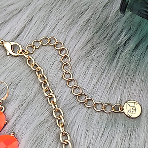 Firstmeet Shiny Flower Statement Collar Necklace with Earrings(XL-1104-Orange A)