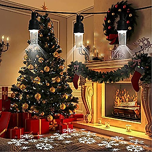 Afirst Snowflake Projection Christmas Lights - 10 Shatterproof Bulbs 31.5FT Decorative String Lights for Outdoor Indoor Patio Garden Party Lighting & Decoration