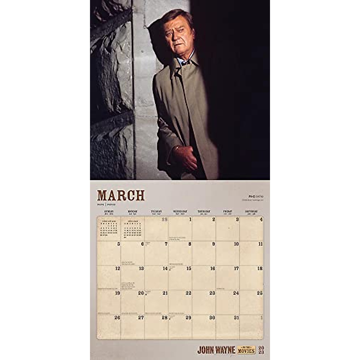 John Wayne in the Movies OFFICIAL | 2023 12 x 24 Inch Monthly Square Wall Calendar | Foil Stamped Cover | BrownTrout | USA American Actor Celebrity Duke