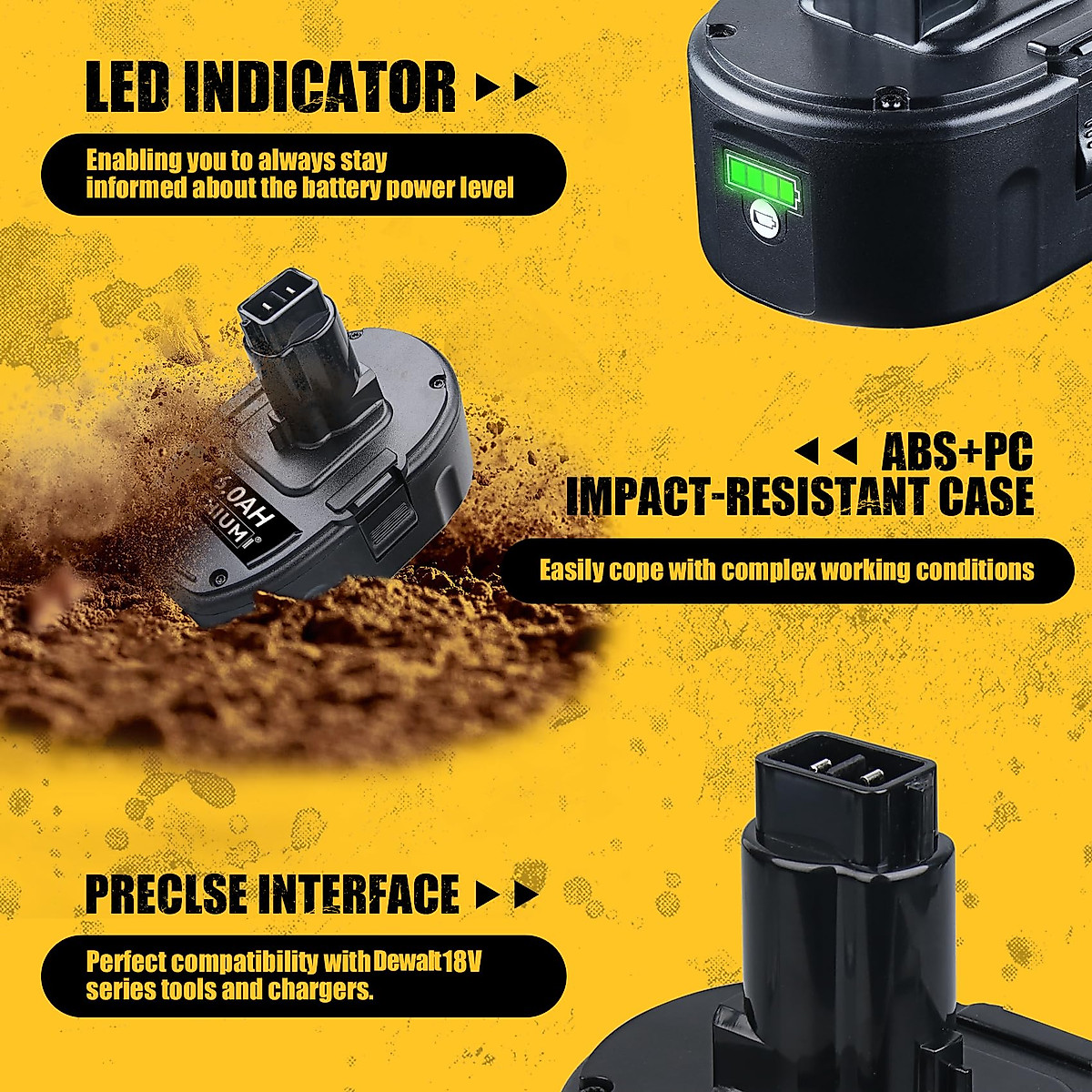VANON DC9096 Battery Replacement for Dewalt 18V Battery XRP DC9098 DC9099 DE9096 DE9095 DW9096 DW9098 DW9095 DC9182