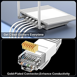 Cat 6 Ethernet Cable 1ft (6 Pack) (at a Cat5e Price but Higher Bandwidth) Flat Internet Network Cable - Cat6 Ethernet Patch Cable Short - White Cat6 Computer Cable with Snagless RJ45 Connectors