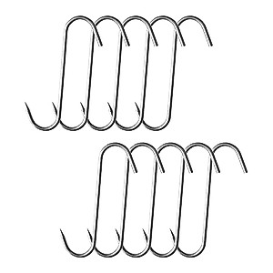 Betinyar 10 Pieces 7.5 Inch Meat Hooks, Stainless Steel Butcher Hooks, Heavy Duty S-Hooks for Hanging Meat, Meat Smoking Hooks for Processing, Drying