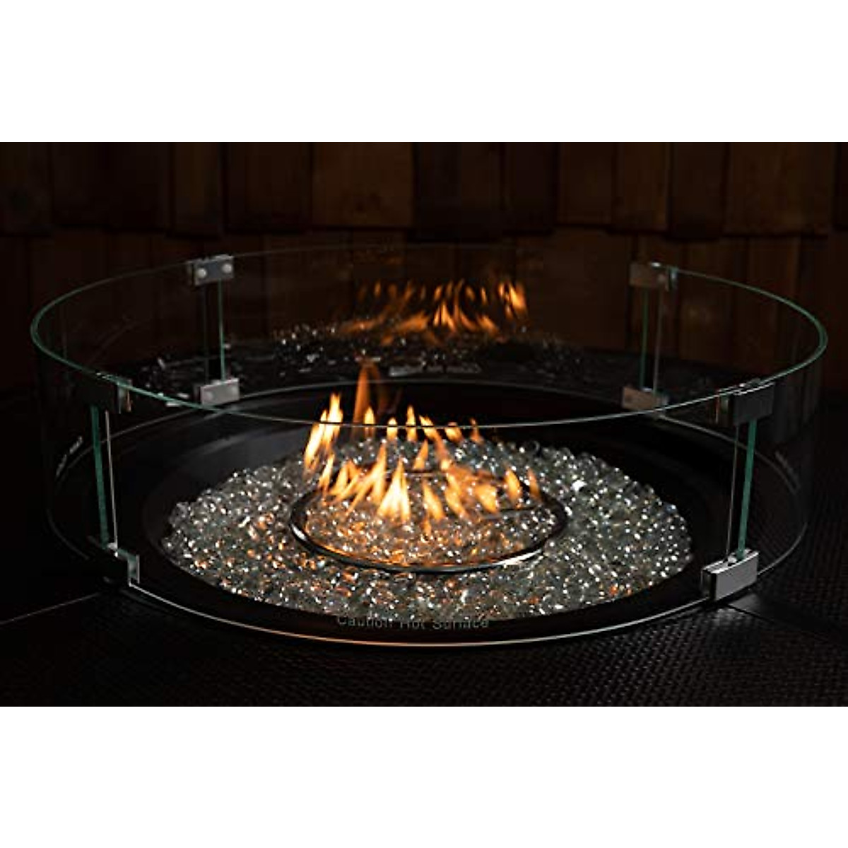 Fire Sense Fire Pit Wind Guard Clear Glass Tempered Glass for Propane, Gas, Fire Pits and Patio Heaters - Round - 26 Inches