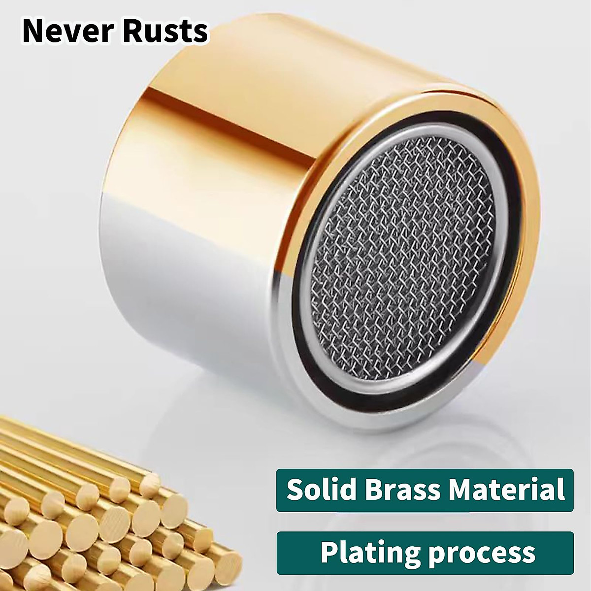 TSBSHum Bathroom Sink Aerator,2.2 GPM Faucet Aerator, Made of Solid Brass and Stainless Steel,55/64 Inch Female Thread Faucet Replacement with Gasket,For Kitchen and Bathroom,4PCS(Silver)