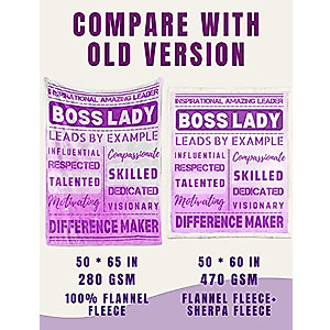 Boss Lady Gifts from Employees, Flannel Plush Blankets (50"x 60") Gift for Women on Boss Day, Birthday, Christmas, Retirement, Fuzzy Soft Bed Flannel Blankets-Difference Maker(Thick Version)