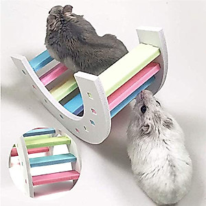 YUEKUA 4 Pieces of Hamster Toy Accessories DIY Gerbil Hiding House, Rainbow Bridge Swing, Hamster Seesaw Toy, Small Animal Fitness chew Toys