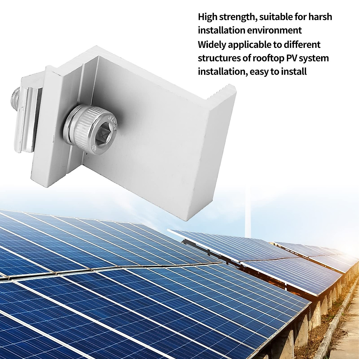 10Pcs Solar End Clamp Z Bracket Mid Clamps Aluminum Alloy for Solar Panel PV Mounting System