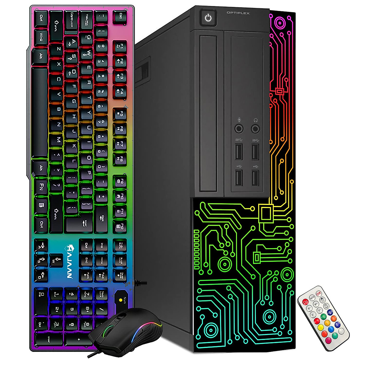 Dell Gaming OptiPlex Desktop RGB Computer PC, Intel Core i7, AMD RX 550 4GB GDDR5, 16GB RAM, 512GB SSD, 24 Inch HDMI Monitor, RGB Keyboard Mouse and Headset, WiFi, Windows 10 Pro (Renewed)