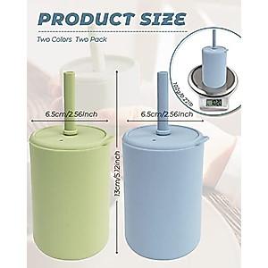 DF DUALFERV 2 Pcs Silicone Sippy Cup, Silicone Straw Cups for Toddlers, Baby Straw Cup, Silicone Sippy Cups for Baby 6 Months (Blue, Green)