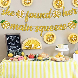 She Found Her Main Squeeze Bridal Shower Decorations for Lemon Citrus Lemonade Theme Bride to Be Bachelorette Wedding Engagement Final Fiesta Hen Party Supplies Gold Glitter Decor