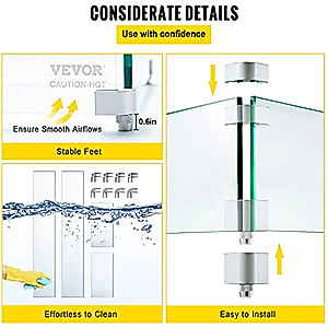 VEVOR Fire Pit Wind Guard, 30.5 x 11.5 x 6 Inch Glass Wind Guard, Rectangular Glass Shield, 0.3" Thick Clear Tempered Glass Flame Guard, Steady Feet Tree Pit Guard for Propane, Gas, Outdoor