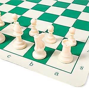 Tournament Travel Chess Sets Roll Up Chess Board Carrying Tube with Shoulder Strap Portable Beginner Chess Set - Green 20 x 20 Inch