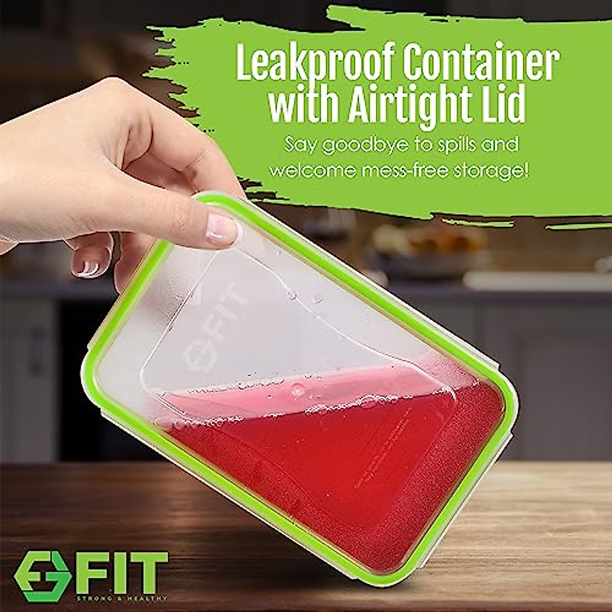 FIT Strong & Healthy Bento Lunch Box & Meal Prep Containers, Food & Snack Storage for Adults & Kids, Microwave, Freezer, & Dishwasher Safe, Reusable, Airtight Lid, Removable Compartments, 39oz, 2 Pack