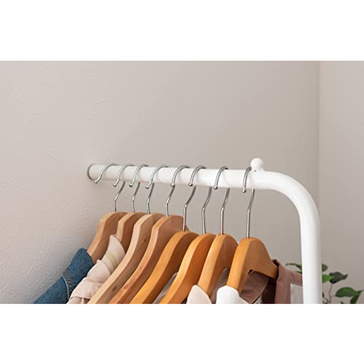 YUZU LEAF Hanger Rack, Slim, Compact, Simple, Black, White, Storage, Clothes, Stylish, Interior, Display, Stylish, Anti-Slip, Stopper, Living Alone, Stand (White)
