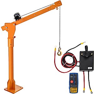 VEVOR Davit Crane, 2200 lbs Truck Crane, Wireless Remote Control Dock Crane, 12V 360° Swivel Electric Crane for Truck, Crane Hitch for Lifting Goods in Construction, Forestry, Factory, and Transport