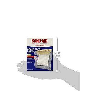 Band-Aid Brand Tru-Stay Adhesive Pads, Large Sterile Bandages for Wound Care, Large Size, 10 ct