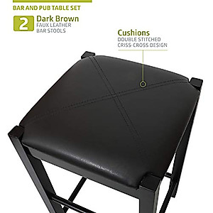 Pearington Remington High Top Counter Height Bar and Pub Table Set with 2 Chairs, Dark Espresso