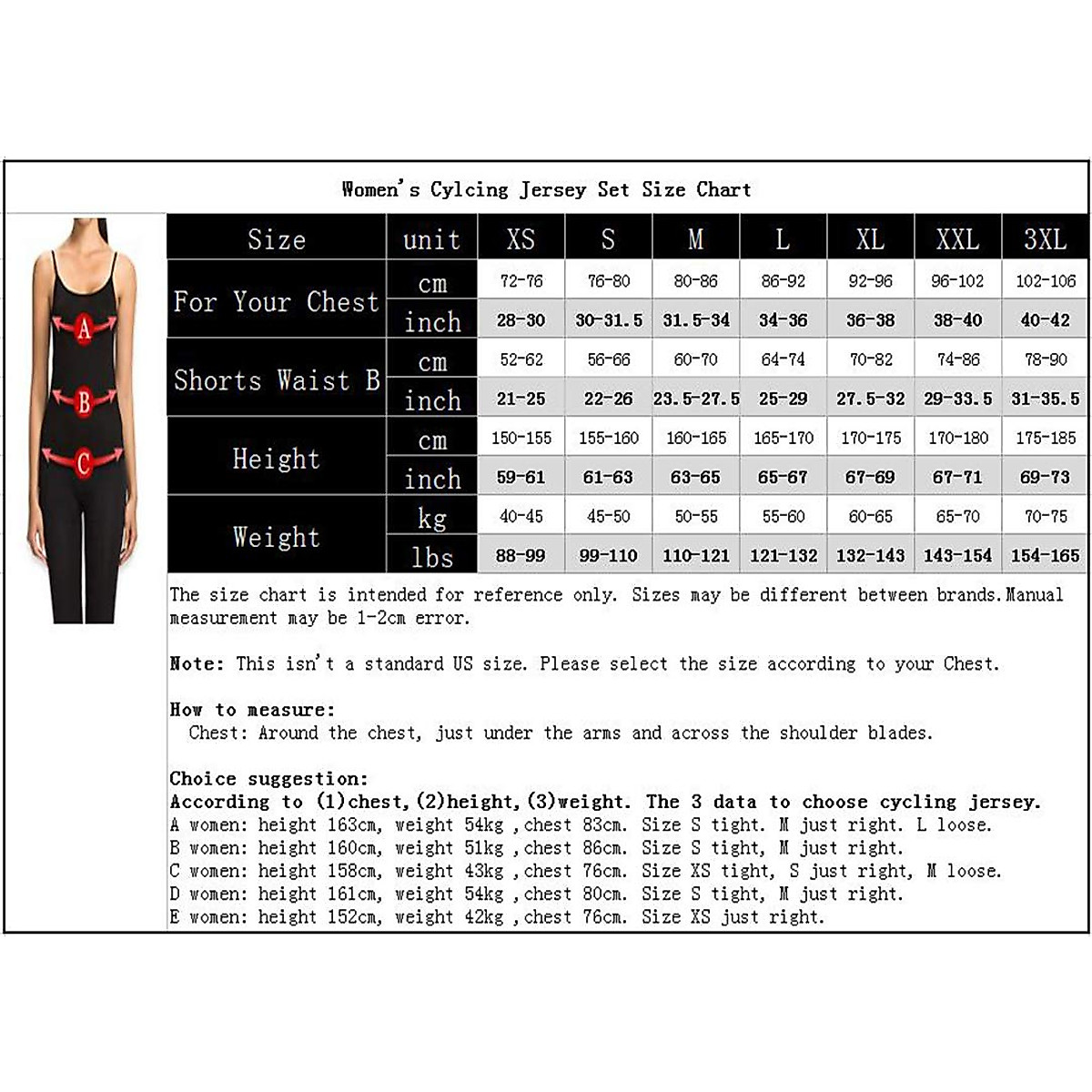 Women's Cycling Jersey and Bib Shorts Sets Short Sleeve Breathable Bicycle Clothing 3D Gel Padded Sportswear Black Size XL