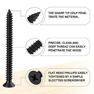 380PCS Flat Head Phillips Wood Screws Assortment Kit, Carbon Steel Self-Tapping Screw with Adjustable Wood Countersink (CSQ235 M3.5)